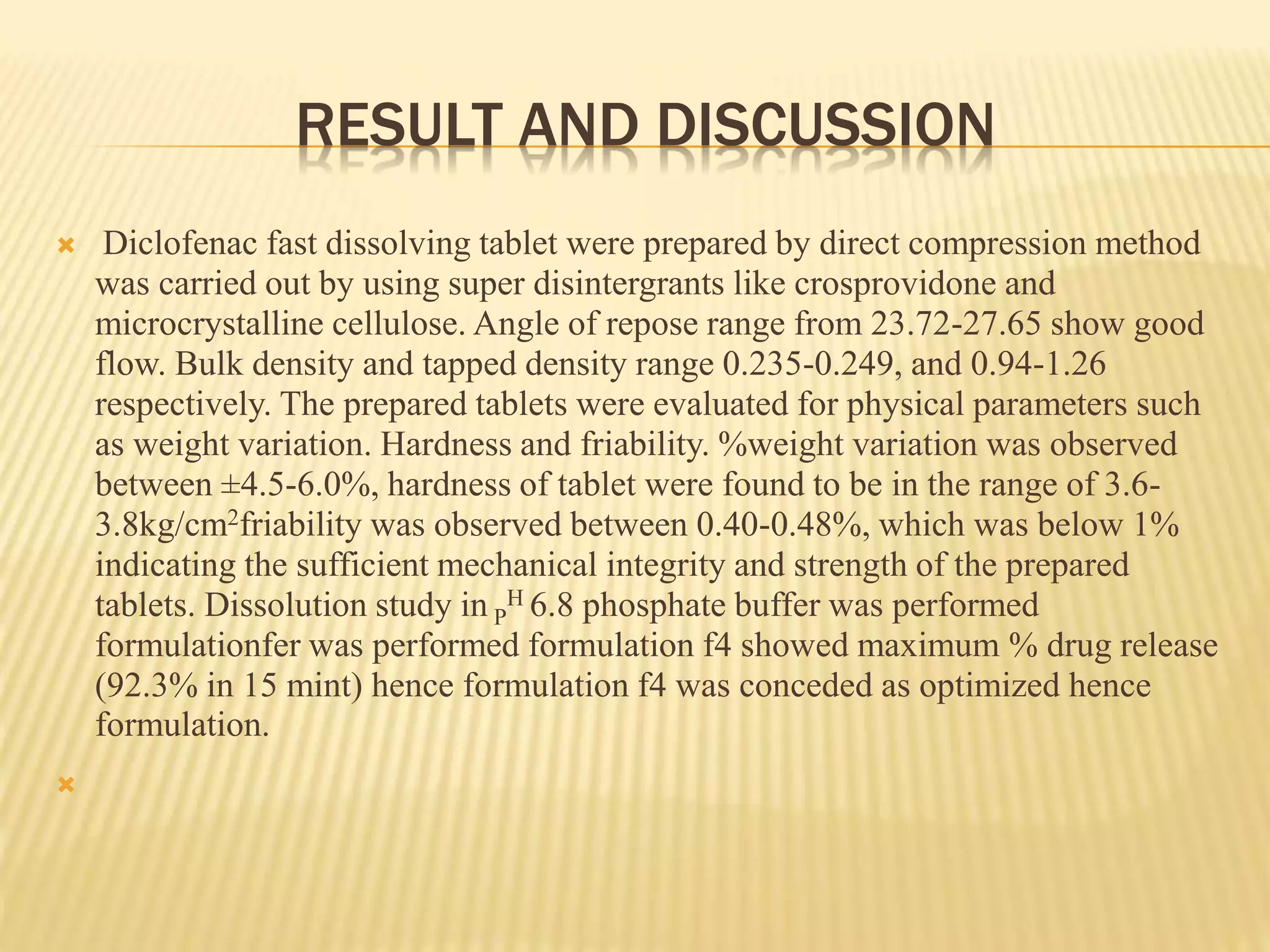 PROJECT REPORT ON FORMULATION AND EVALUATION OF DICLOFENAC SODIUM FAST ...