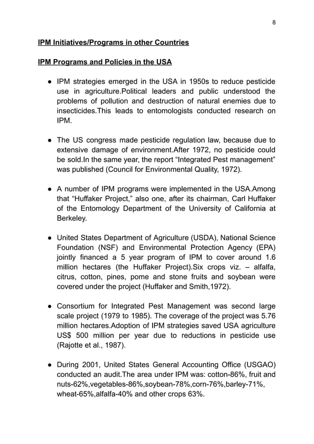 “Case study of important IPM Programmes” Principles of Integrated Pest ...