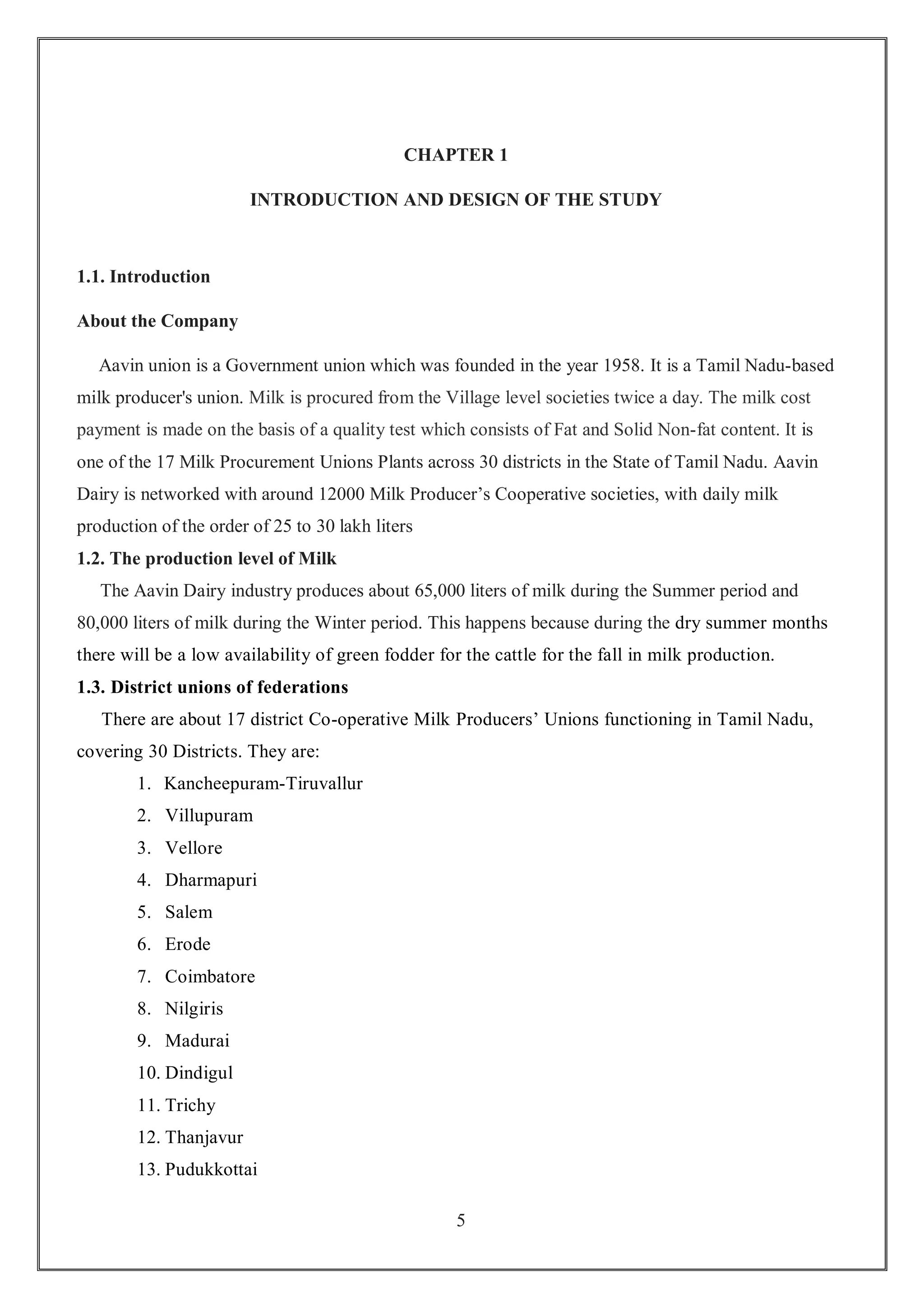 Project report on AAVIN INDUSTRY - 2019 | PDF