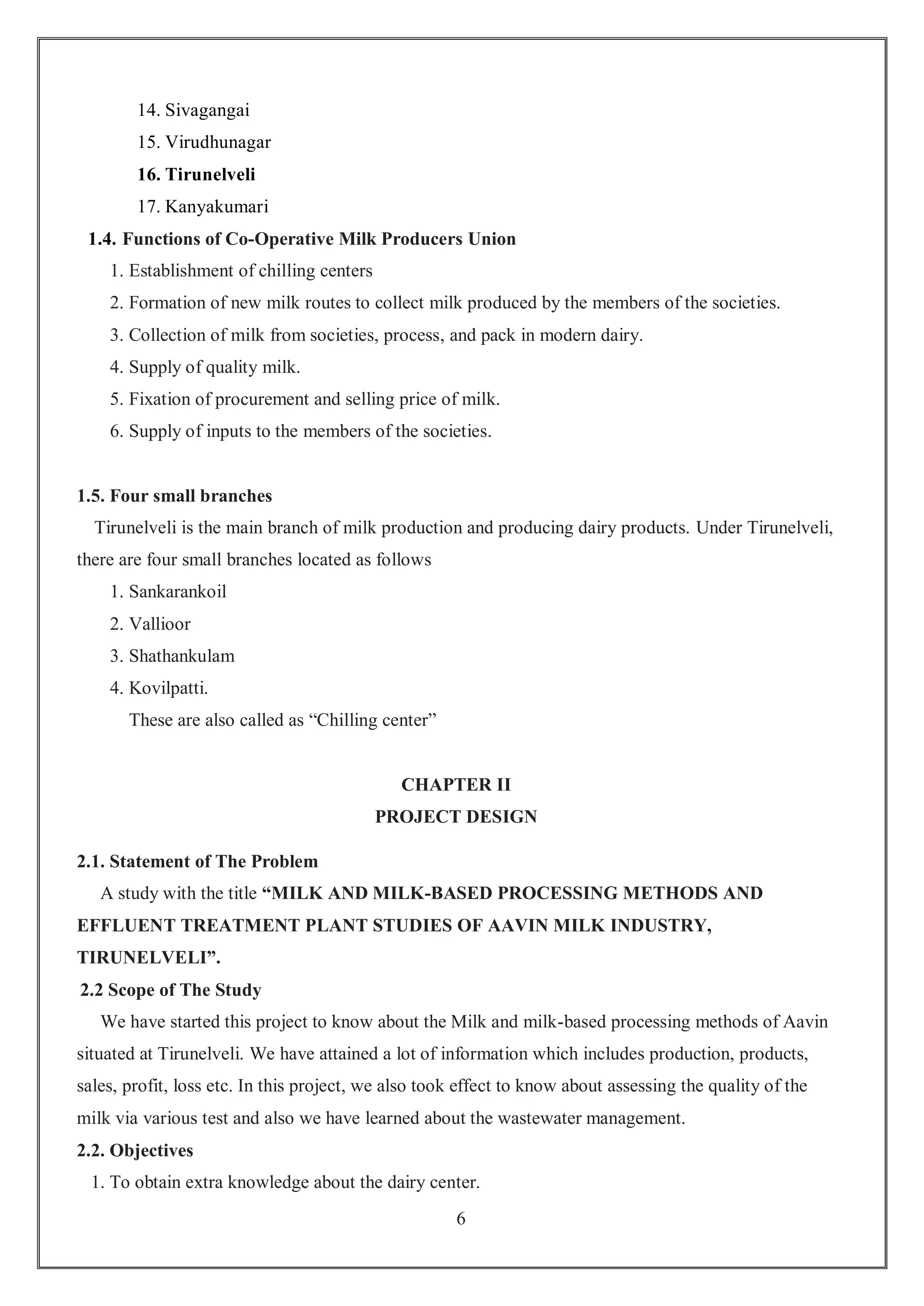 Project report on AAVIN INDUSTRY - 2019 | PDF