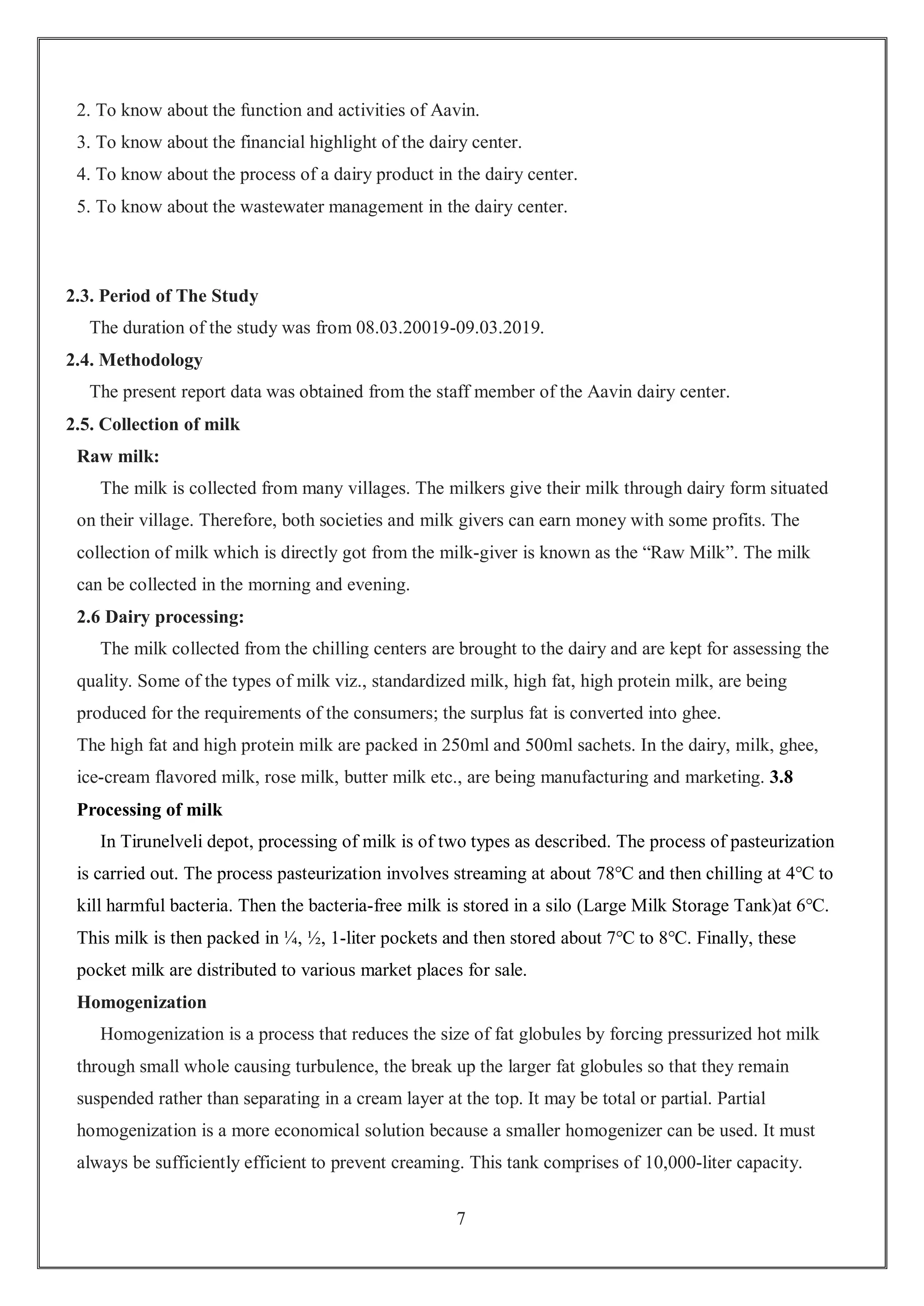 Project report on AAVIN INDUSTRY - 2019 | PDF