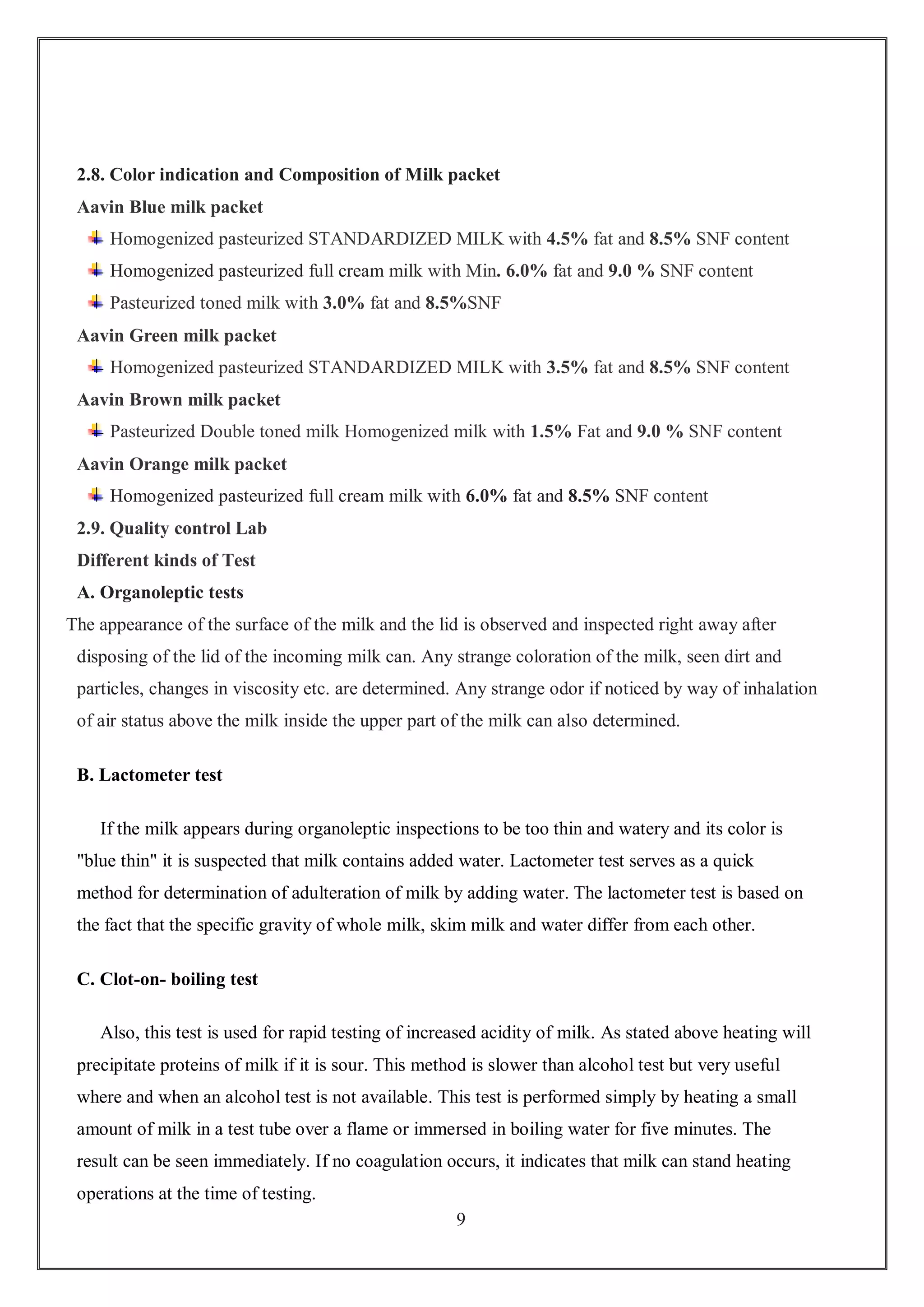 Project report on AAVIN INDUSTRY - 2019 | PDF