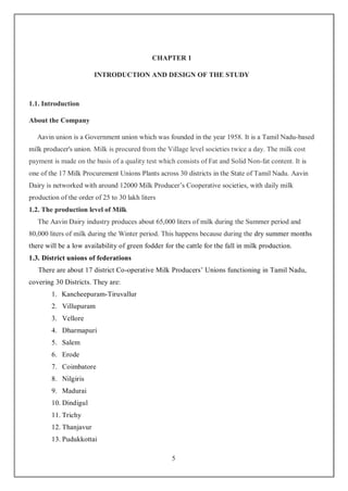 Project report on AAVIN INDUSTRY - 2019 | PDF