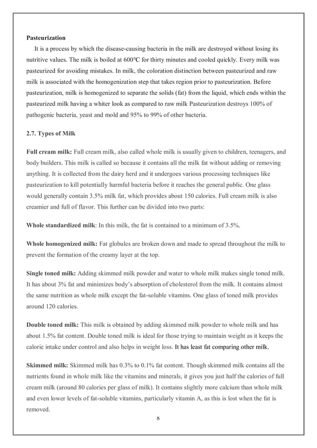 Project report on AAVIN INDUSTRY - 2019 | PDF | Agriculture | Industries