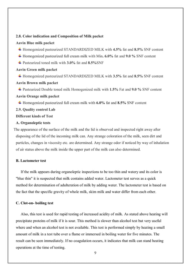 Project report on AAVIN INDUSTRY - 2019 | PDF | Agriculture | Industries