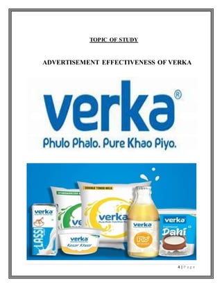 PROJECT REPORT ON ADVERTISEMENT EFFECTIVENESS OF VERKA.docx