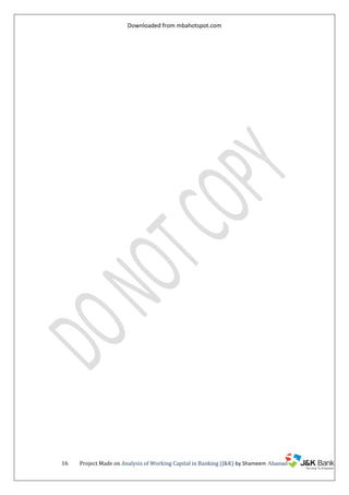 Project report on analysis of working capital on j&k bank.1 | PDF