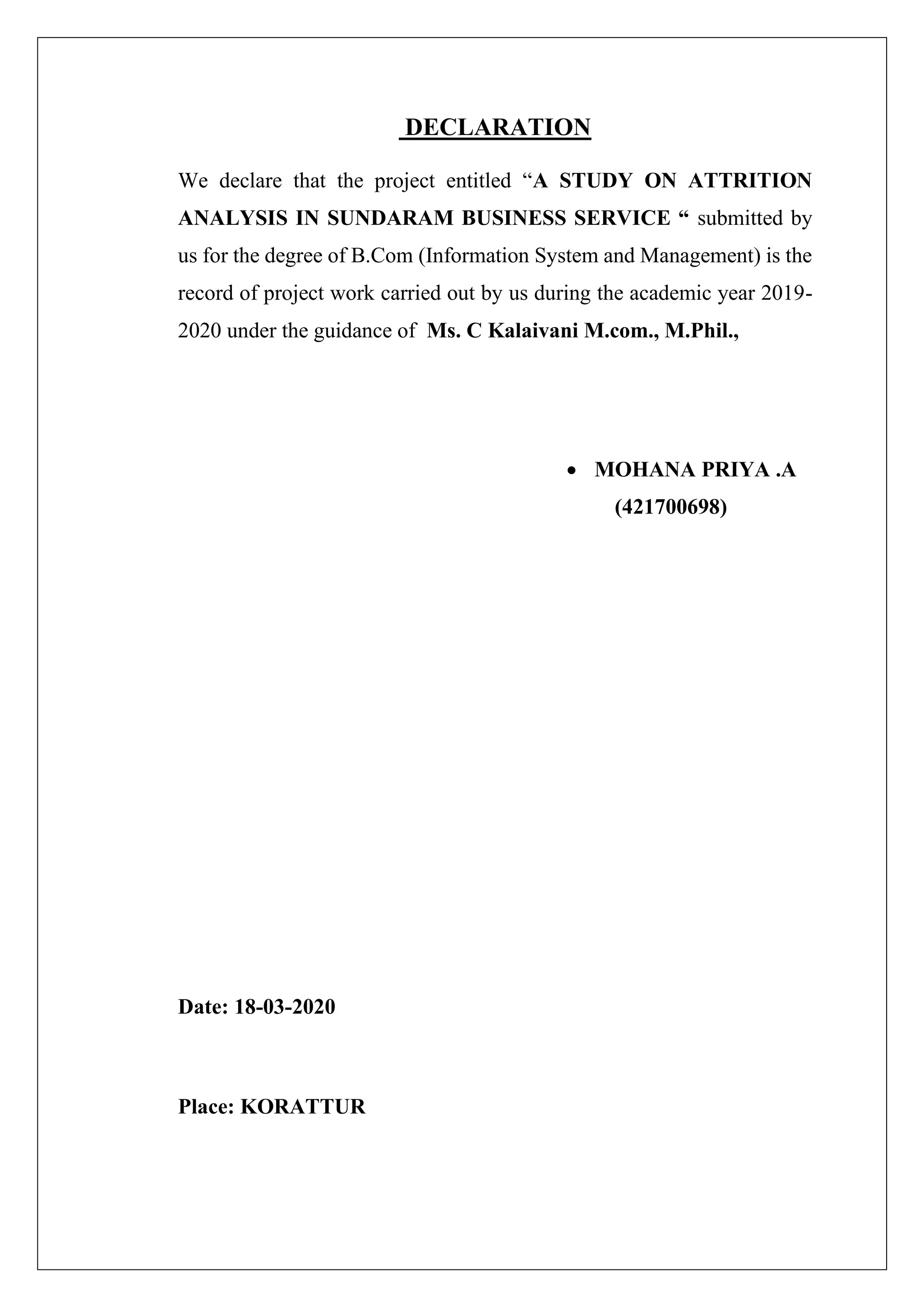 Project report on attrition analysis | PDF