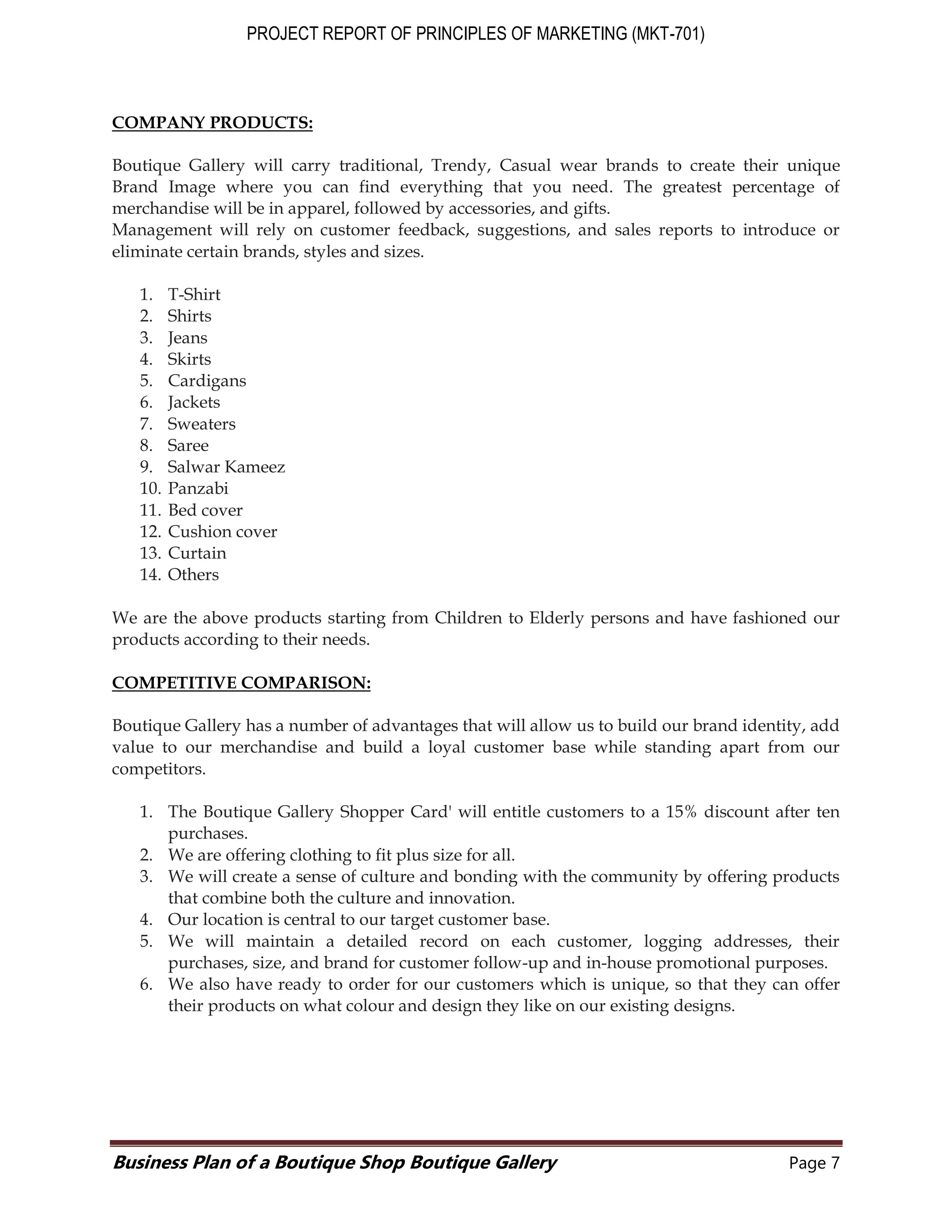 Project report on boutique shop | PDF