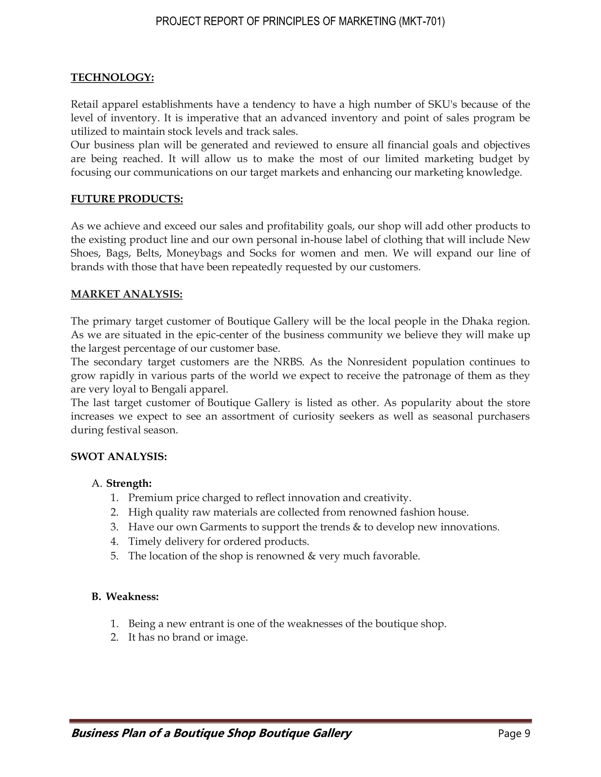 Project report on boutique shop | PDF