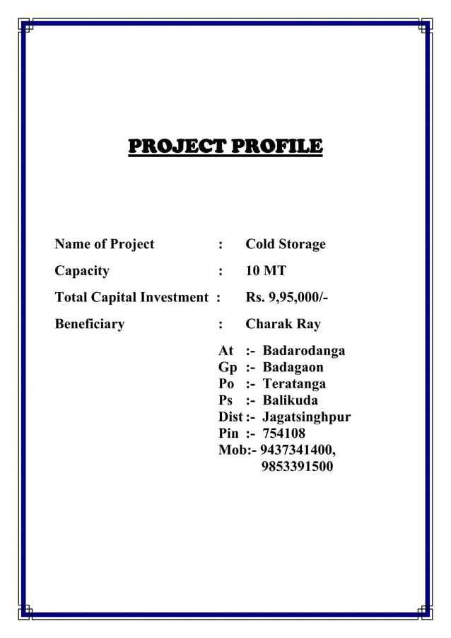 PROJECT REPORT ON COLD STORAGE | PDF