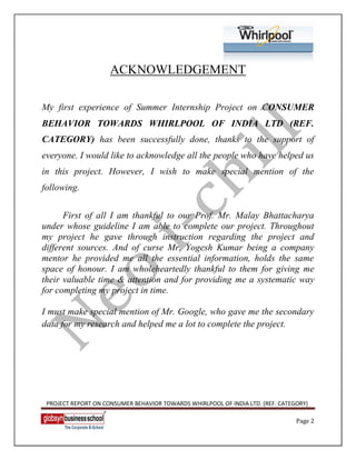 Project report on consumer behaviour123 | PDF
