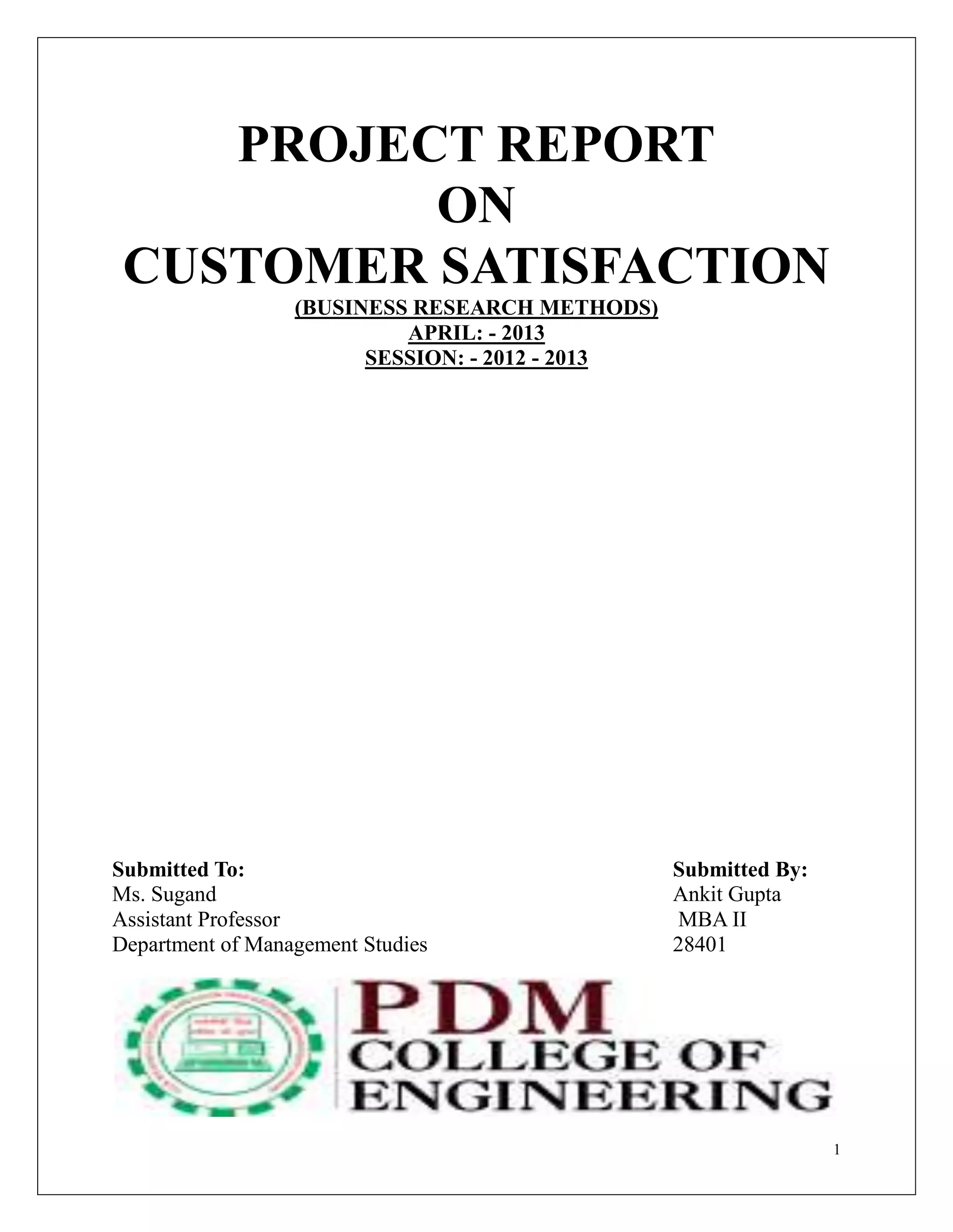 Project report on customer satisfaction | DOCX