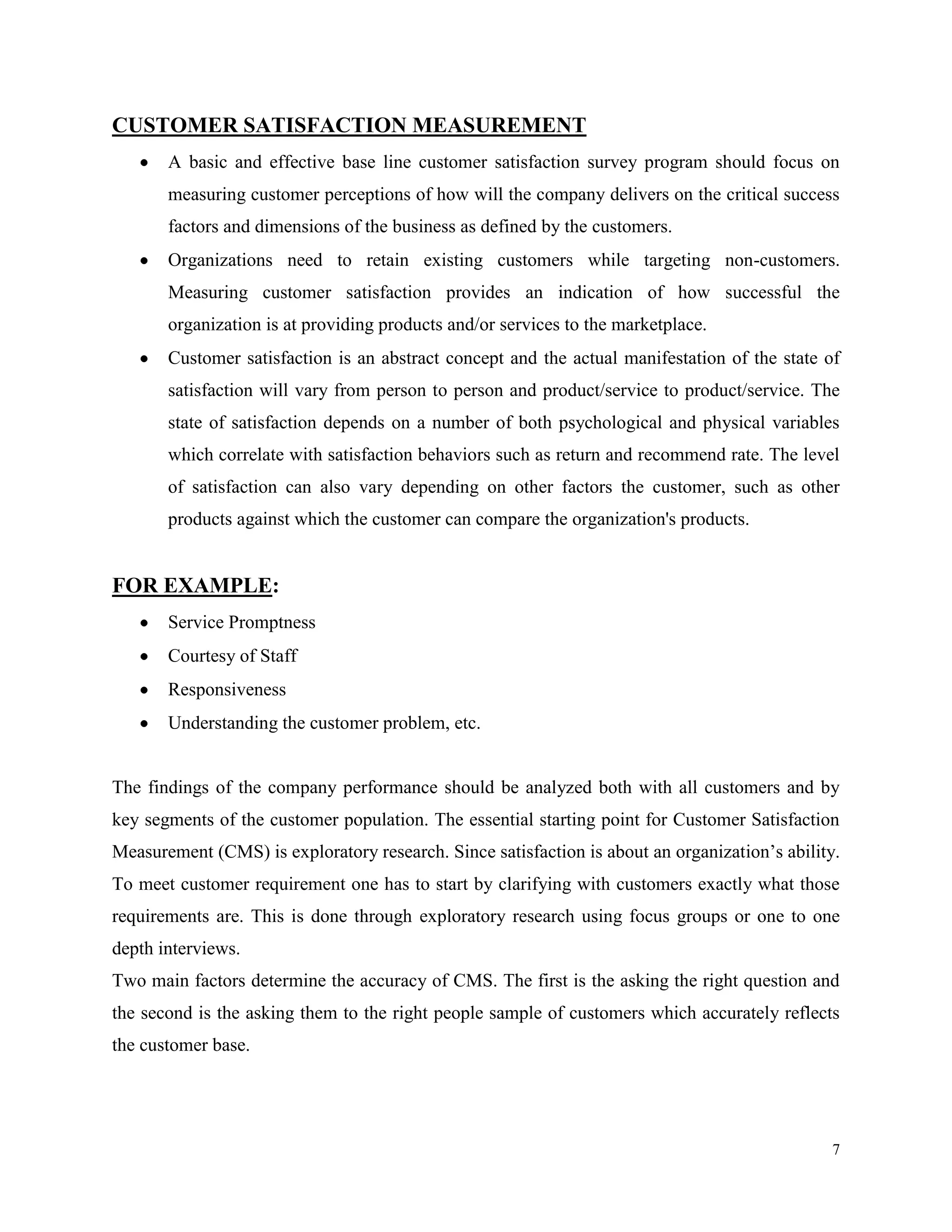 Project report on customer satisfaction | DOCX