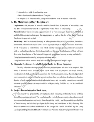 Project report / Pre-feasibility report on dairy farming | PDF