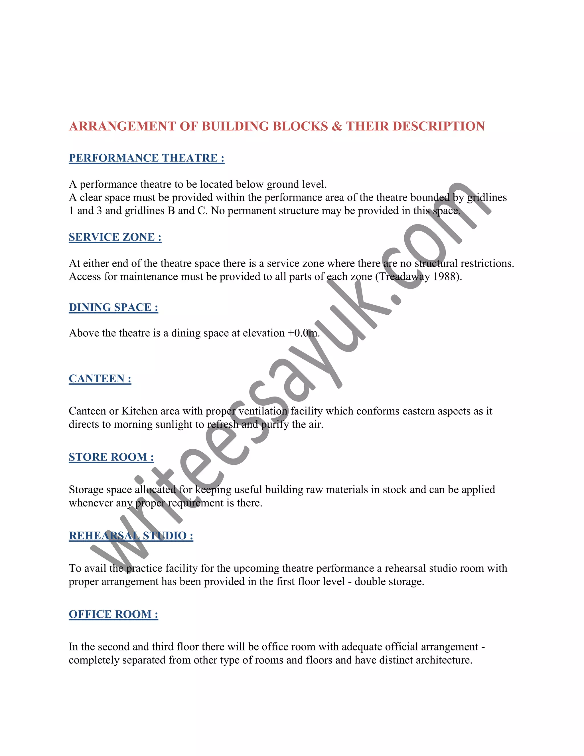 Project report on design & execution of a theatre and arts complex | PDF