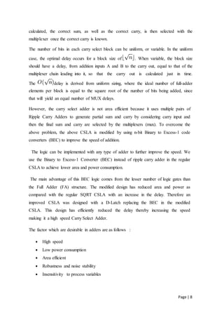 Project report on design & implementation of high speed carry select adder | DOCX | Programming ...