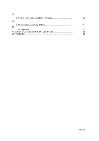 Project report on design & implementation of high speed carry select adder | DOCX | Programming ...