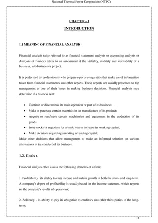 Project Report on Financial Analysis by Nirbhay Kumar, MBA - 3rd Sem ...