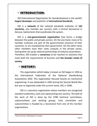 Project Report on ISO | PDF