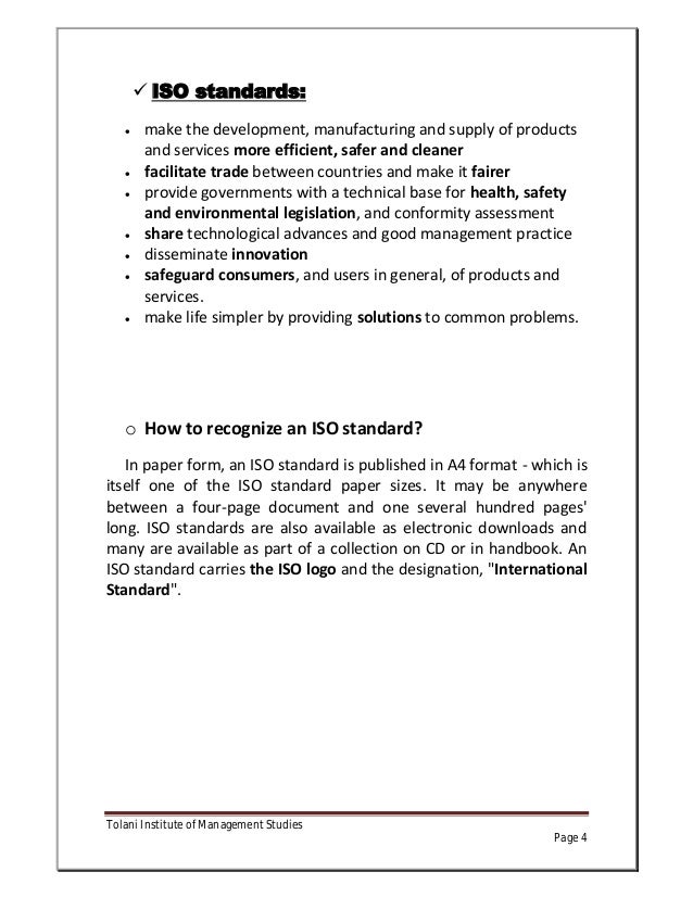 Project Report on ISO