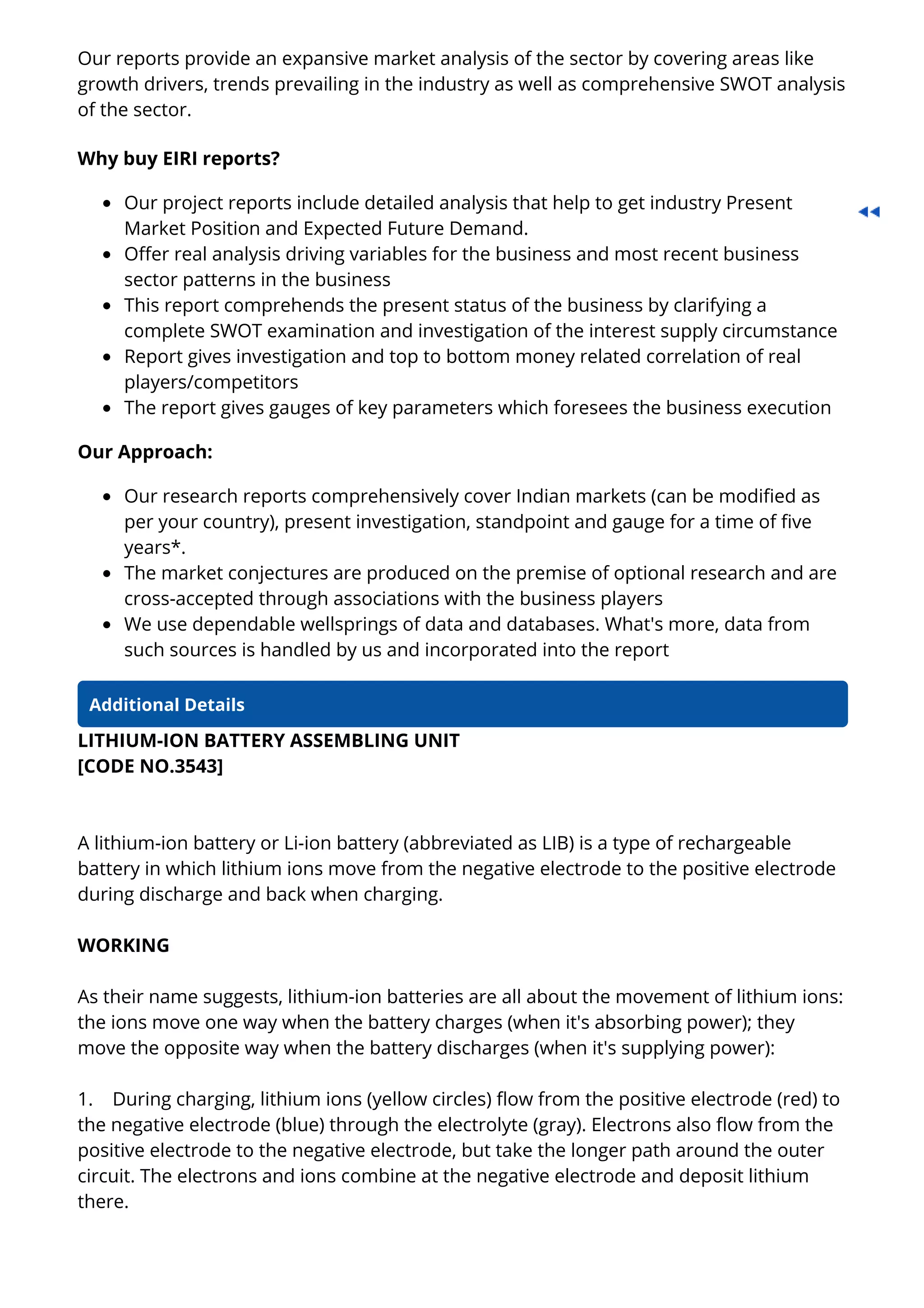 Project report on lithium ion battery manufacturing and assembling unit | PDF