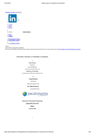 Project report on mahindra and mahindra (1) | PDF