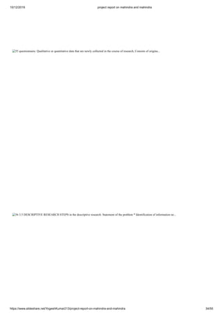 Project report on mahindra and mahindra (1) | PDF