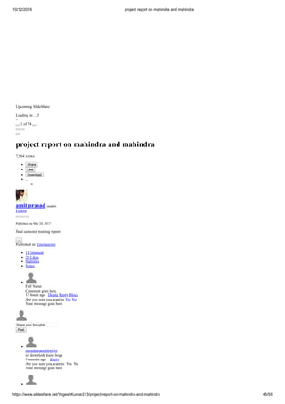 Project report on mahindra and mahindra (1) | PDF