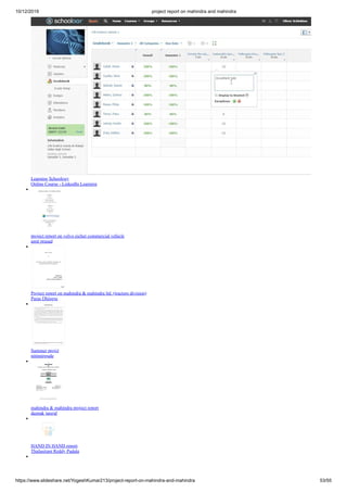 Project report on mahindra and mahindra (1) | PDF