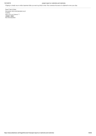 Project report on mahindra and mahindra (1) | PDF