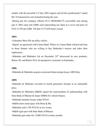 Project report on mahindra & mahindra ltd. (tractors division) | DOCX