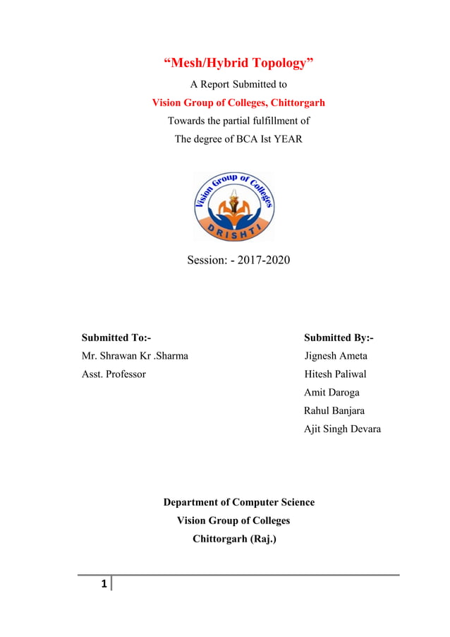 Project Report On Mesh Hybrid Topology Network Vision Pdf Computer Networking Computing