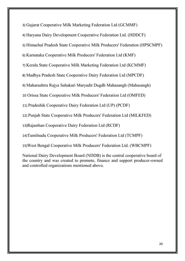 Internship Project report on Mother Dairy | PDF | Agriculture | Industries