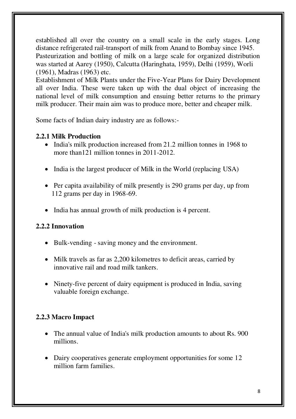 Internship Project report on Mother Dairy