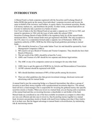 Project report on mutual funds | PDF