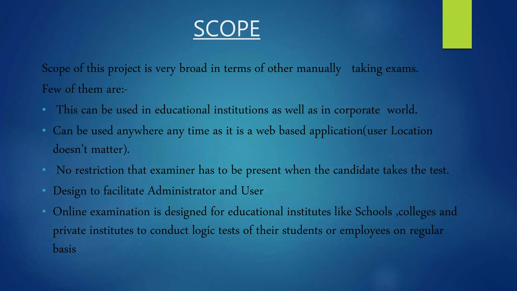 Project report on online examination system | PPTX