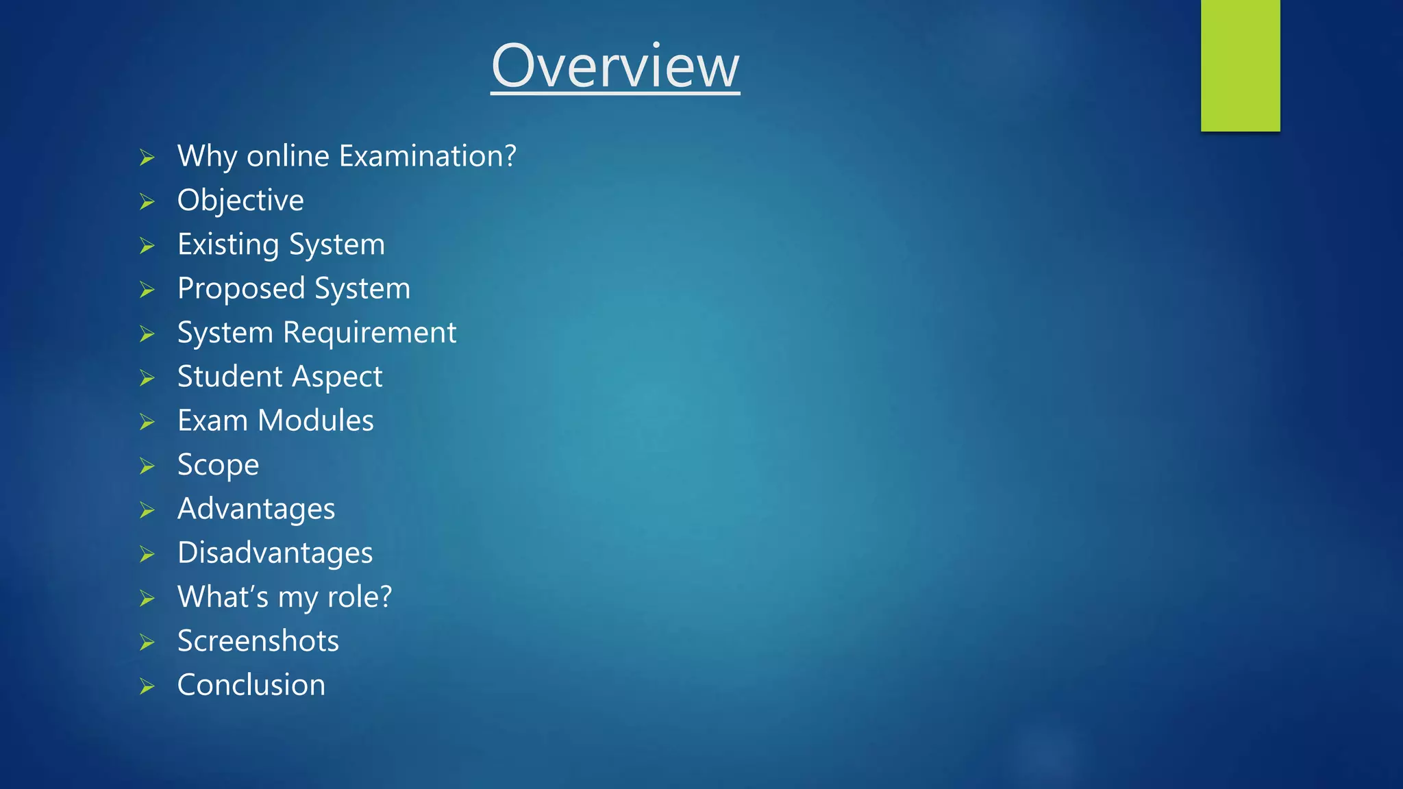 Project report on online examination system | PPTX