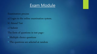 Project report on online examination system | PPTX