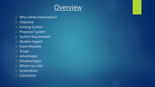 Project report on online examination system | PPTX