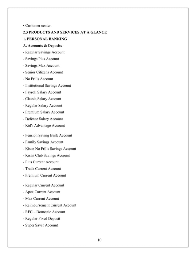 Project report on opening saving account in hdfc bank | PDF