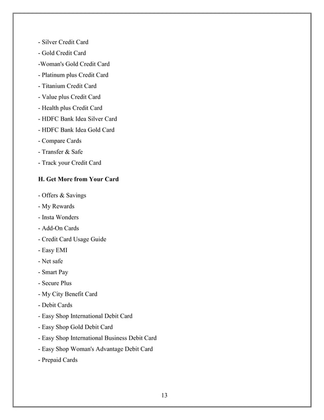 Project report on opening saving account in hdfc bank | PDF