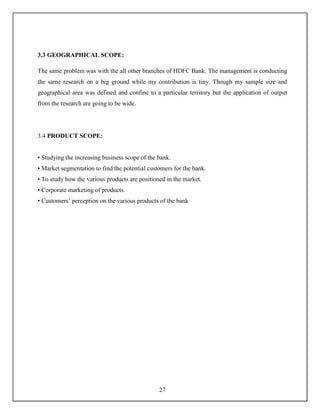 Project report on opening saving account in hdfc bank | PDF