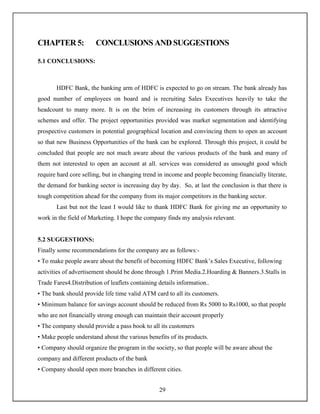 Project report on opening saving account in hdfc bank | PDF