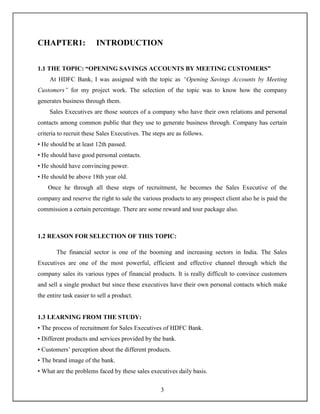 Project report on opening saving account in hdfc bank | PDF