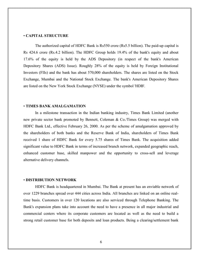 Project report on opening saving account in hdfc bank | PDF
