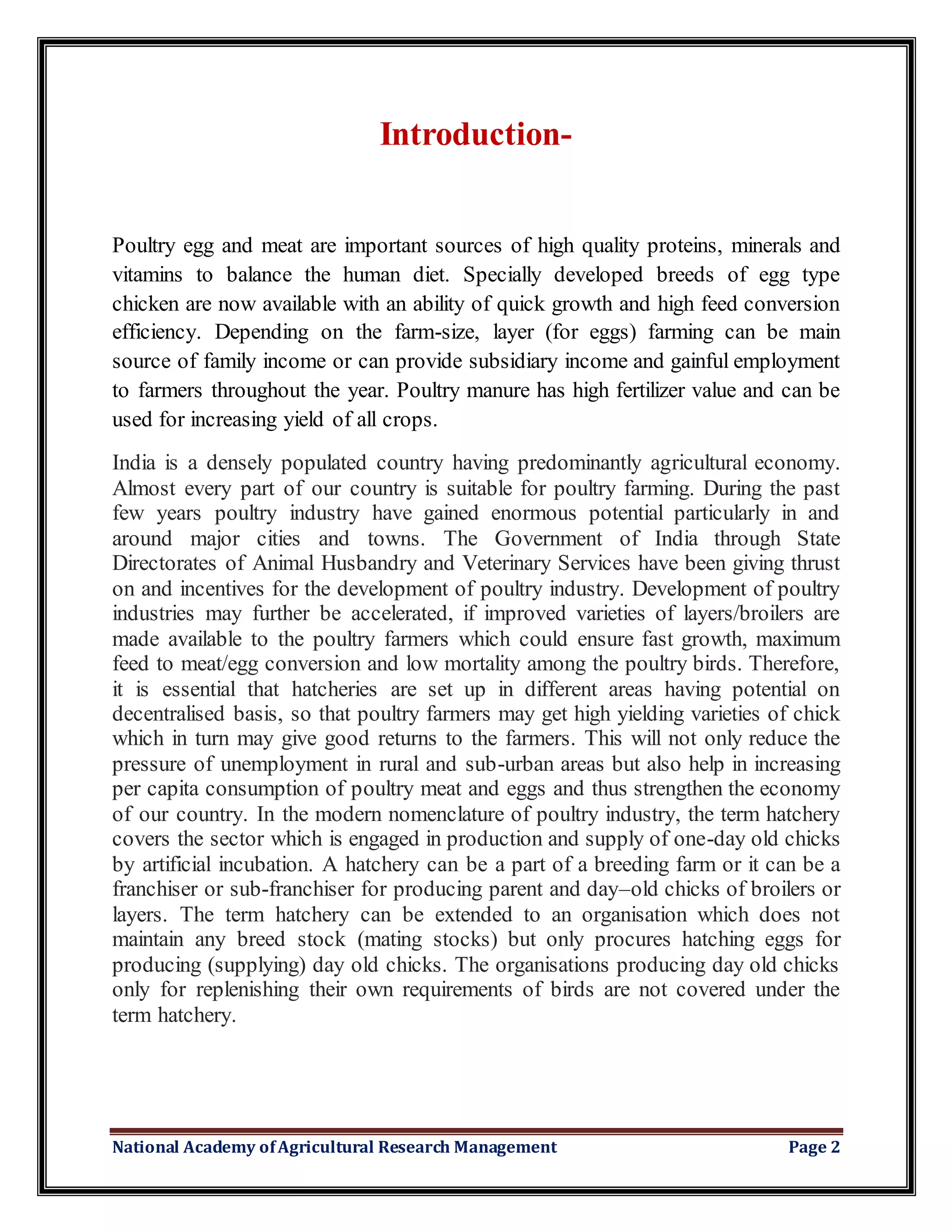 Project report on poultry farm layer | DOCX