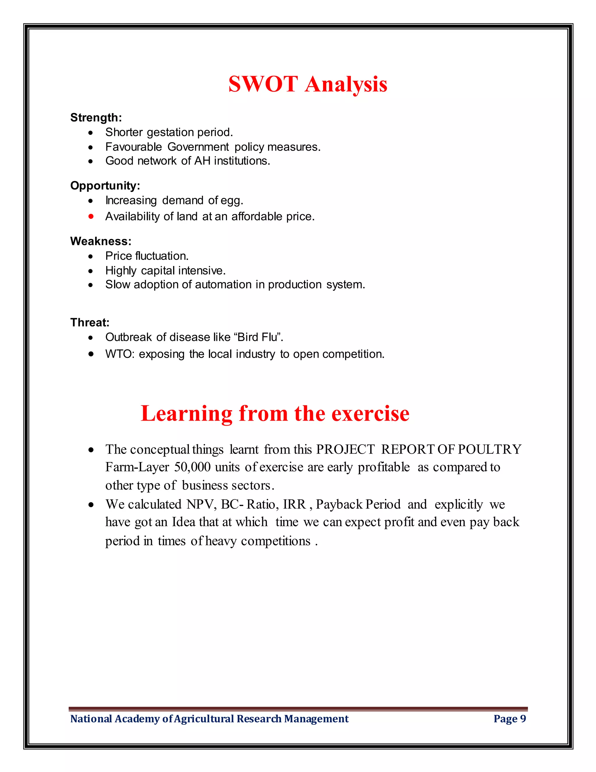 Project report on poultry farm layer | DOCX