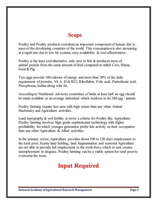 Project report on poultry farm layer | DOCX