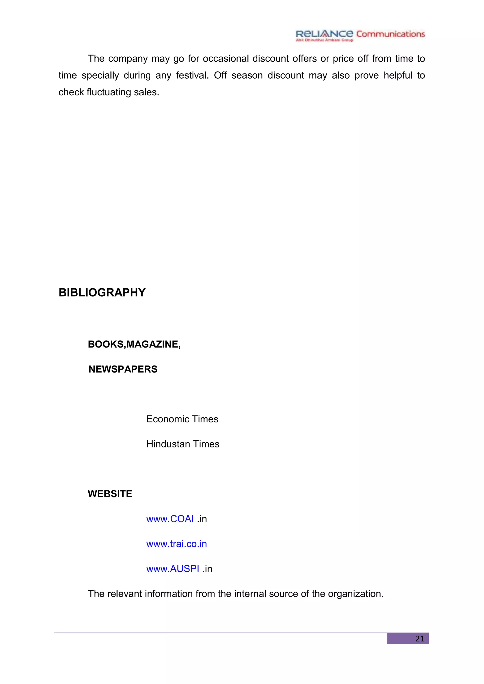 Project report on reliance | DOCX